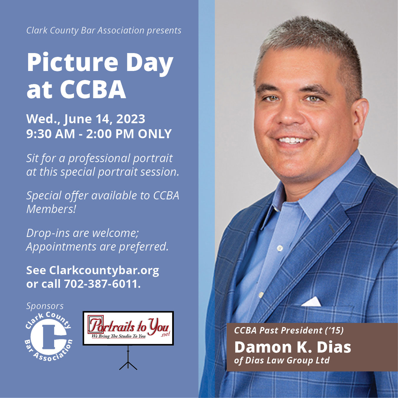 Picture Day at CCBA on June 14, 2023 (9:30am-2:00pm) – Clark County Bar Association