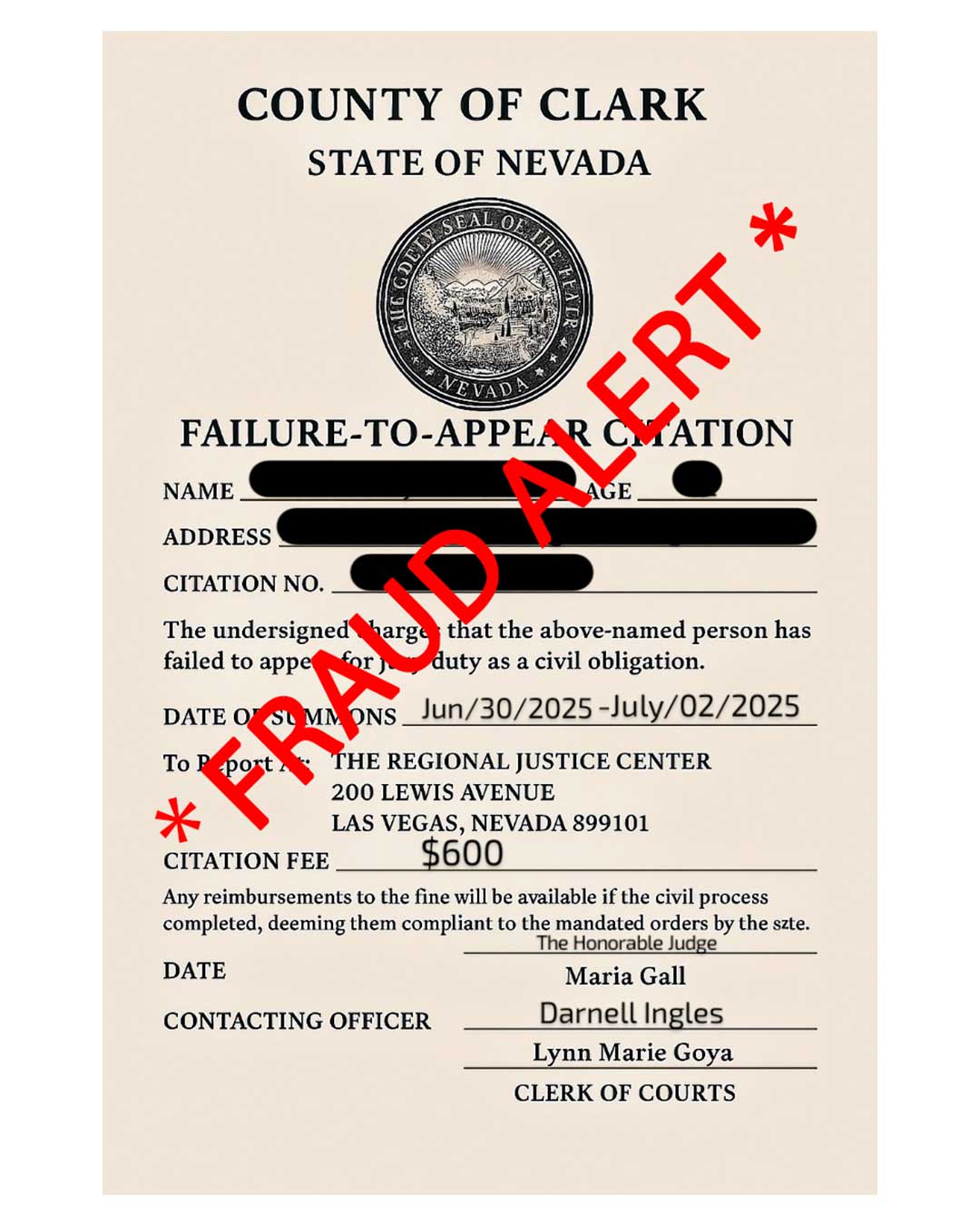 Citation Scam Alert – Clark County Bar Association
